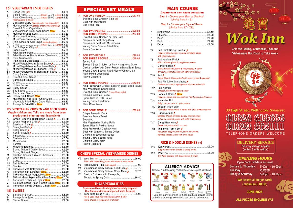Menu at The Wok Inn fast food, Wellington