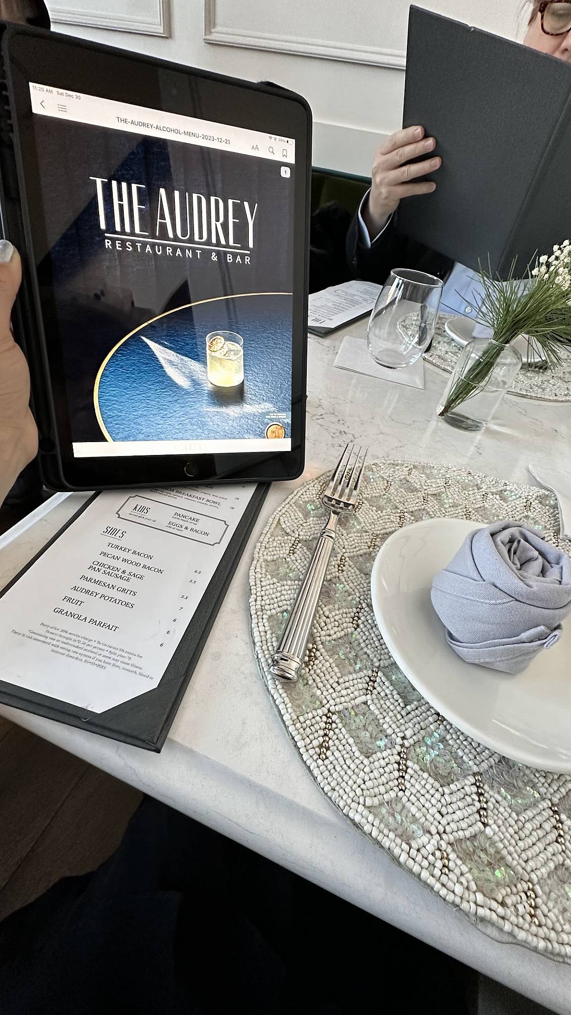 Carta del pub y bar The Audrey, The Woodlands
