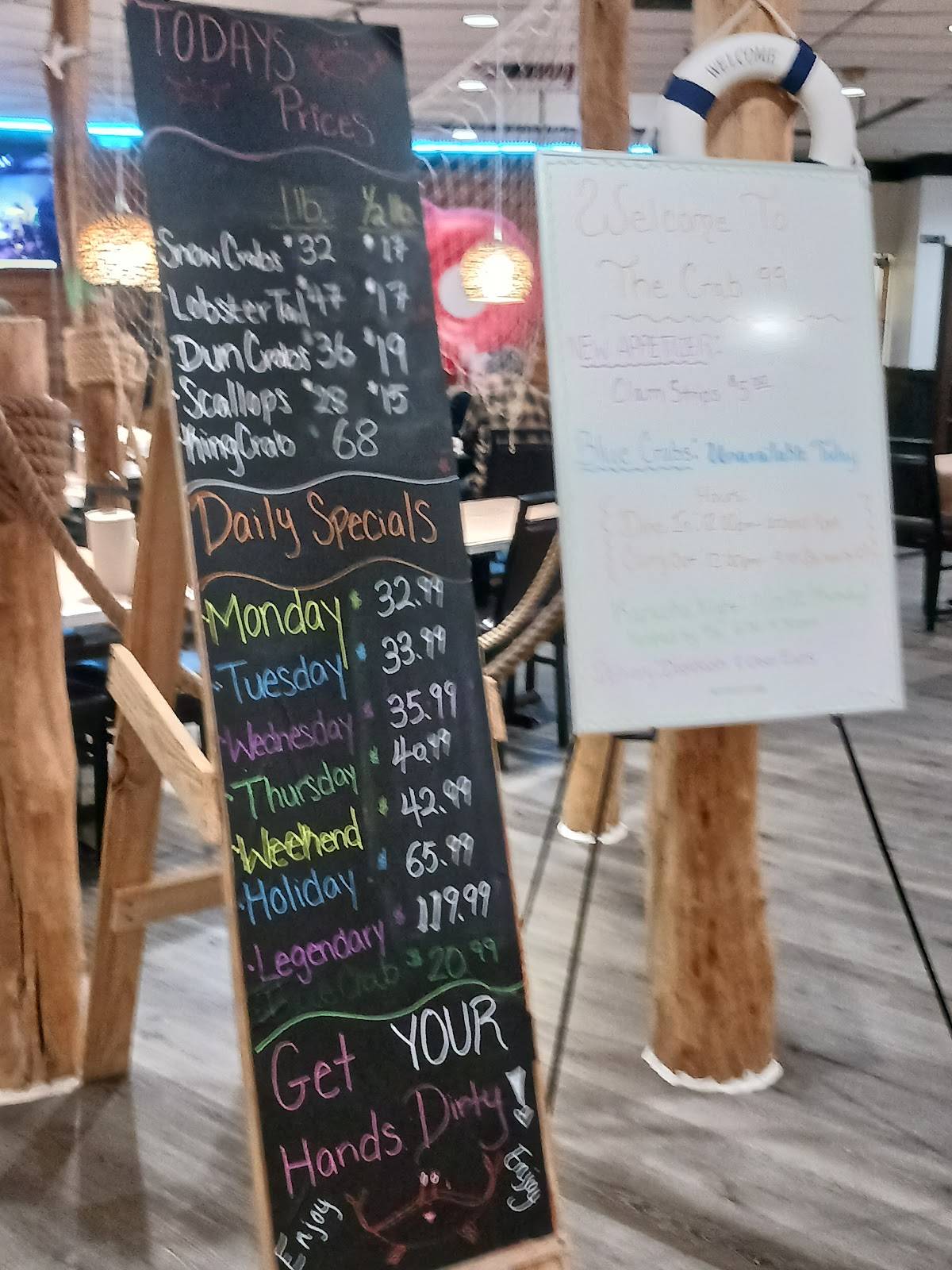 Menu at The Crab 99 restaurant, Hagerstown