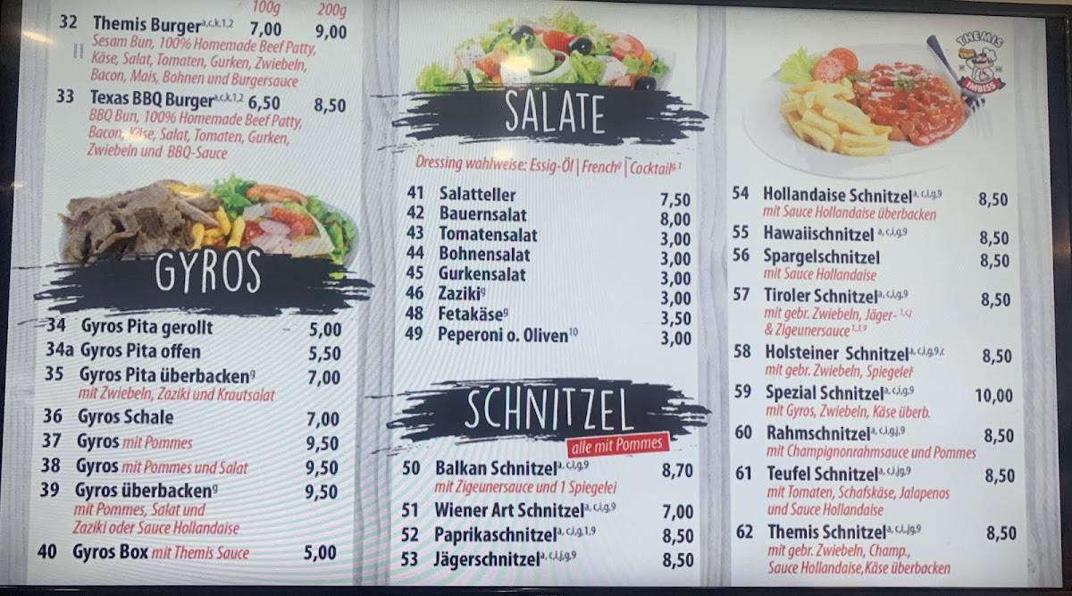 Speisekarte von Themis Imbiss fast Food, Dortmund