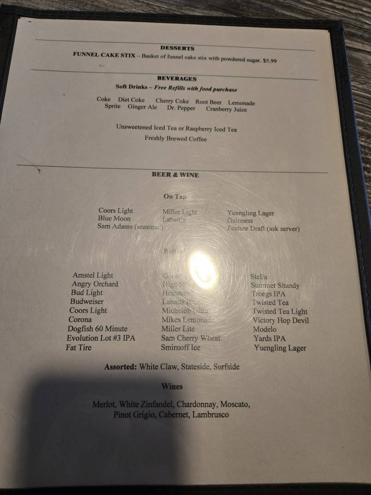 Menu at Third Rail Restaurant & Bar, Blandon