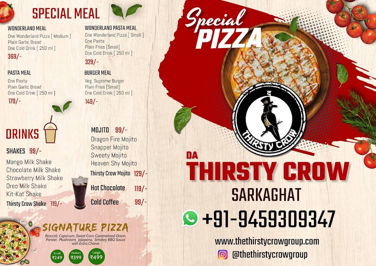 Menu at Thirsty Crow - Pizza Hub, India