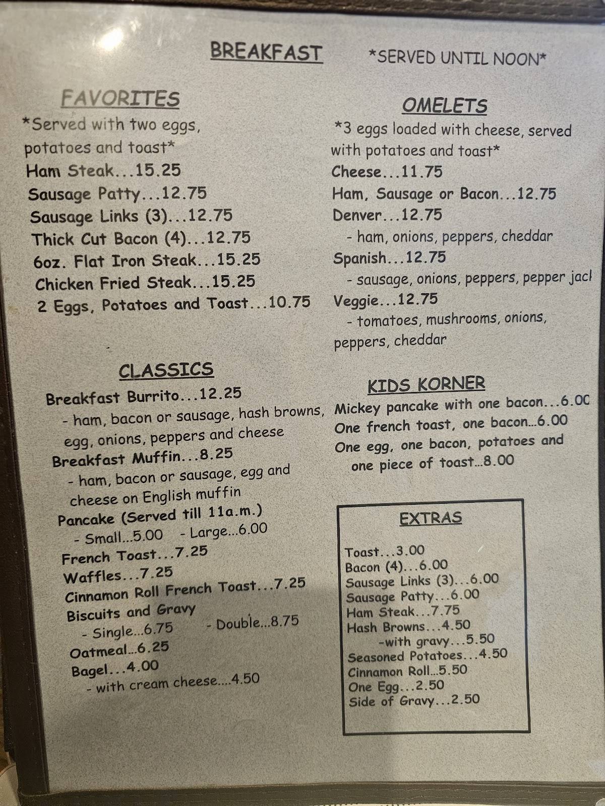 Menu at Three Forks Cafe, Three Forks, 105 S Main St