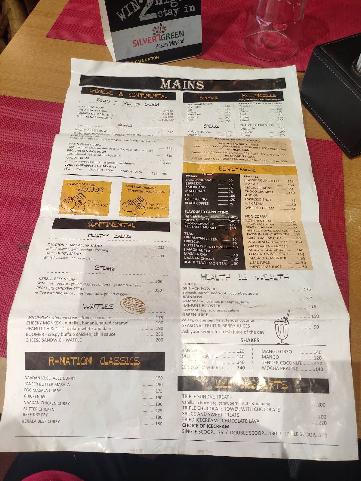 Menu at R Cafe Nation, Thrissur