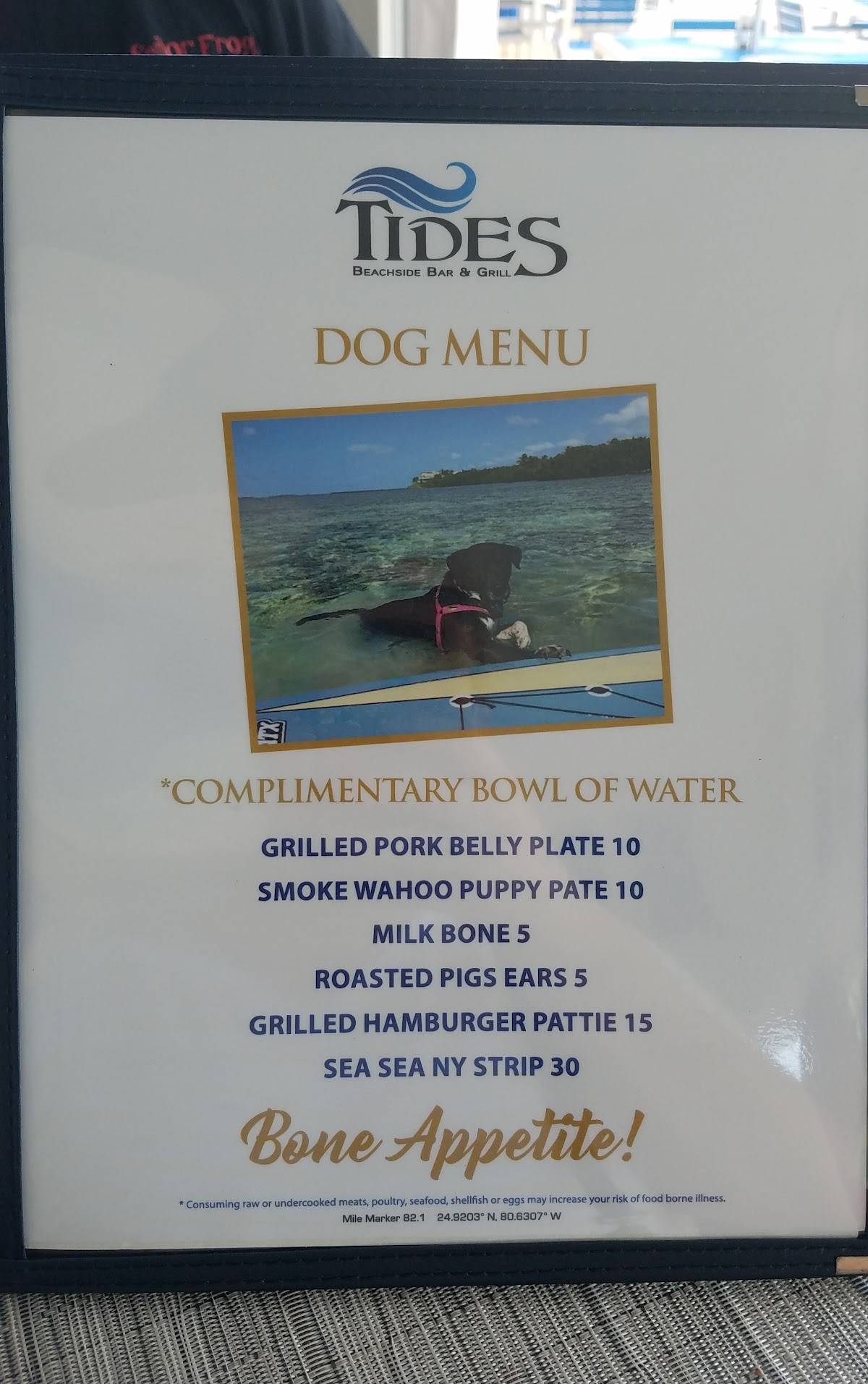 Menu at Tides Beachside Bar & Grill, Islamorada