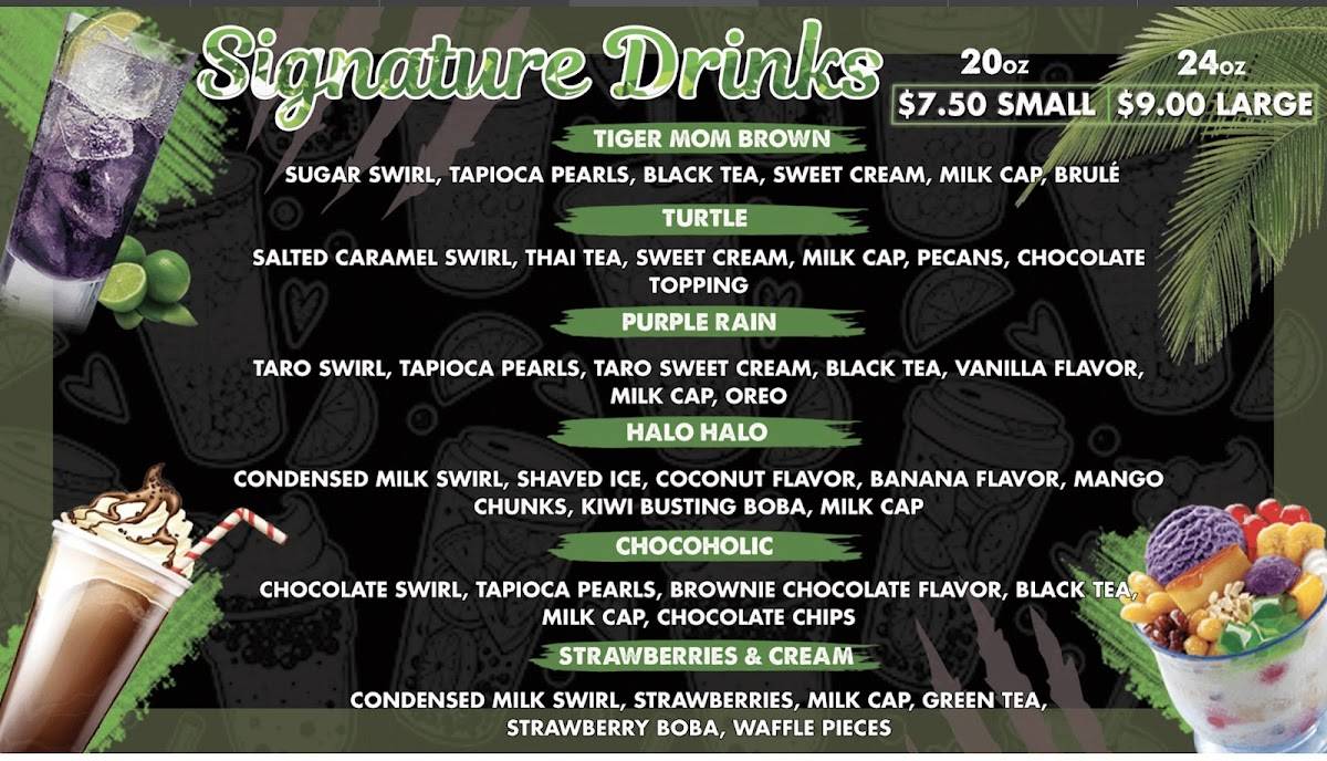 Menu at Tiger Mom Boba Tea & Fusion Cafe, Sevierville