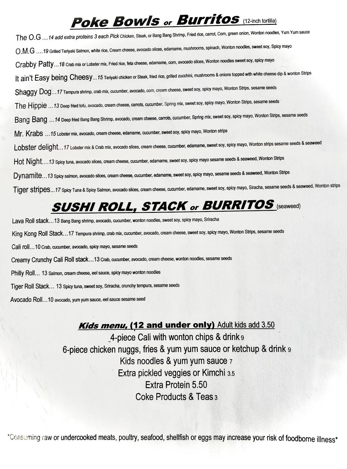 Menu at Tiger Mom Boba Tea & Fusion Cafe, Sevierville