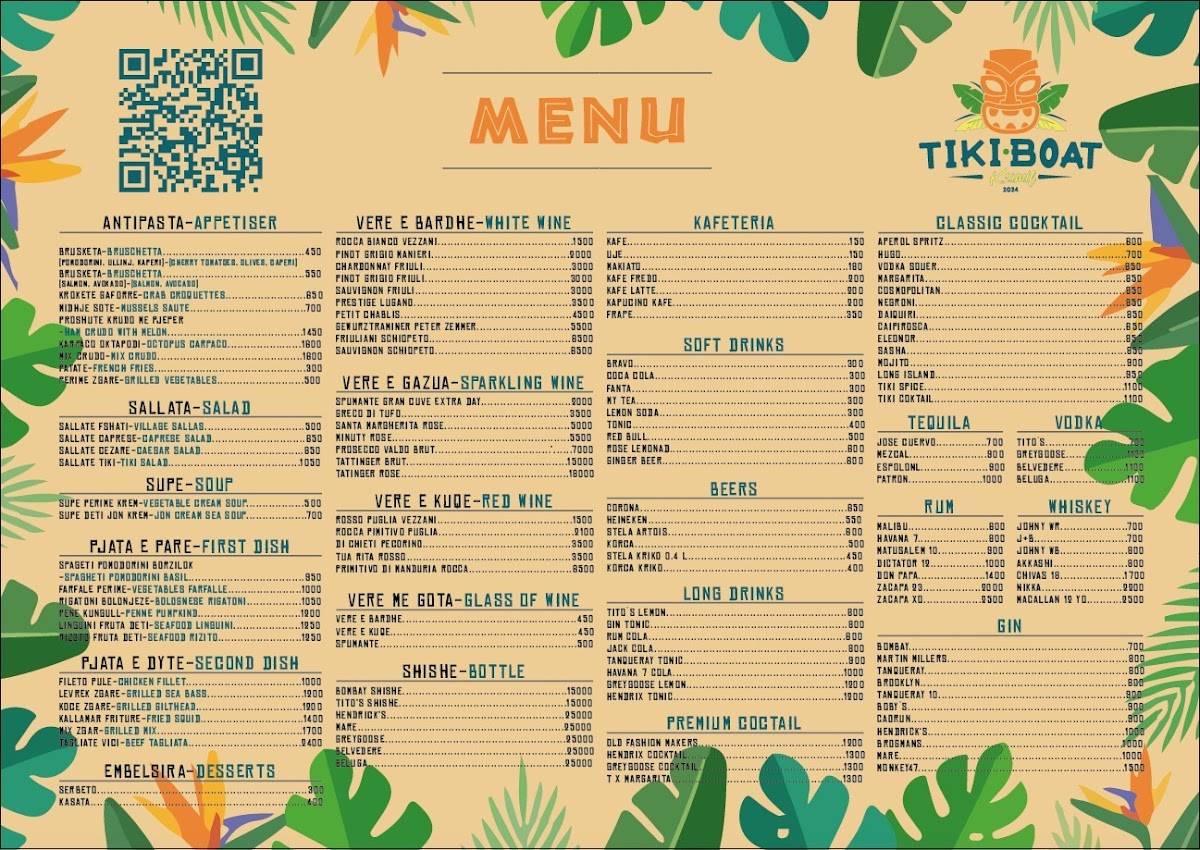 Menu at Tiki Boat-Ksamil pub & bar, Ksamil