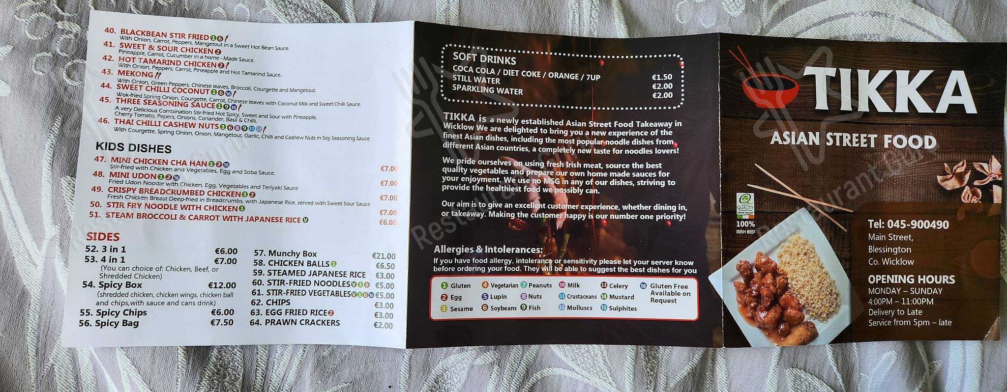 Menu at Tikka Takeaway restaurant, Blessington