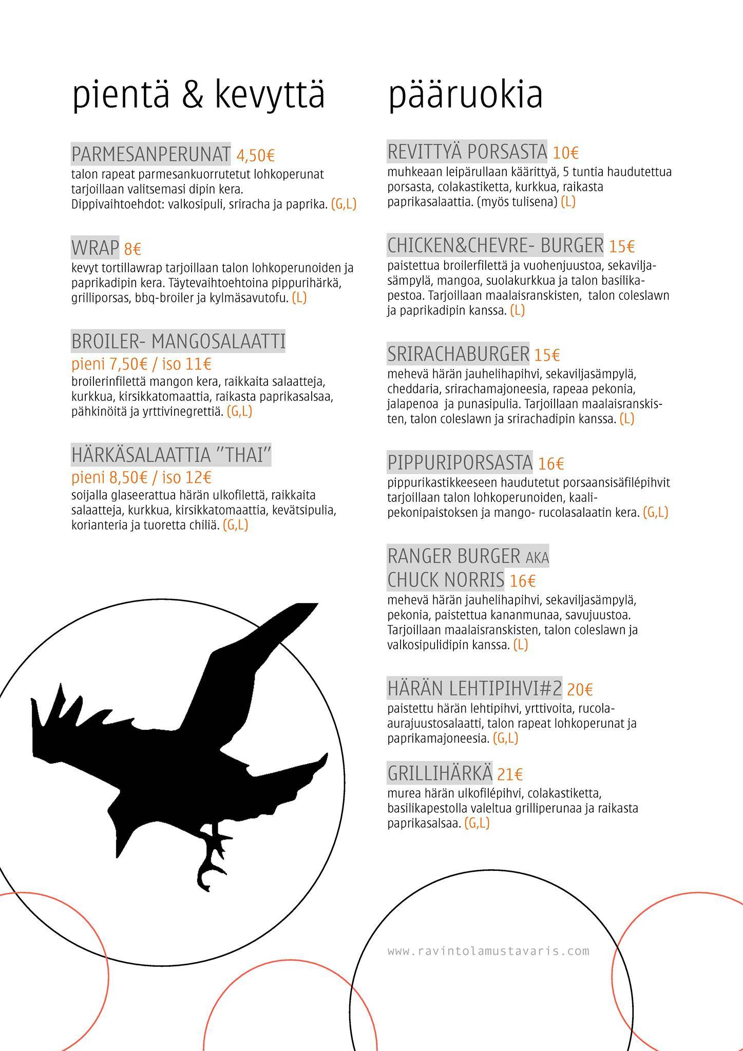 Menu at Tilaus- ja Kokousravintola Mustavaris restaurant, Finland ...