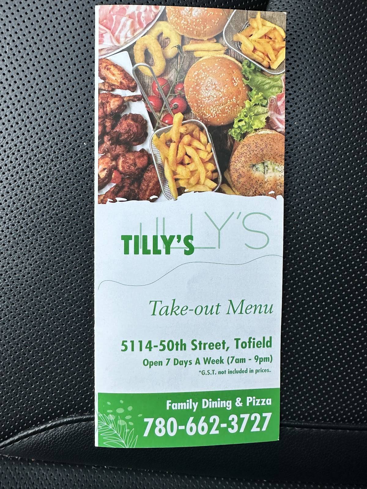 Menu au Tilly's Family Dining & Pizza pizzeria, Tofield