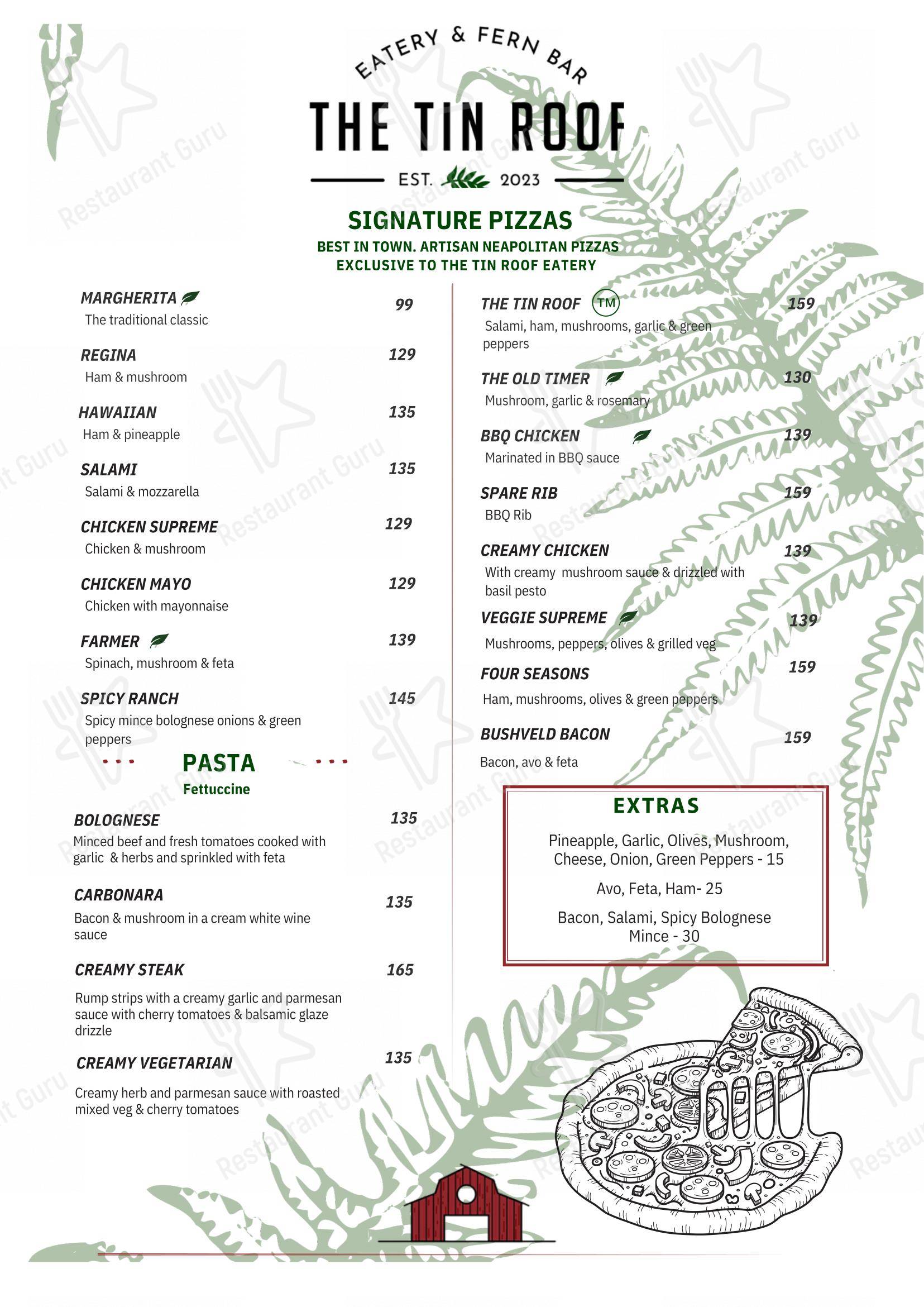 Menu at Tin Roof Restaurant / Eatery, Hartbeespoort
