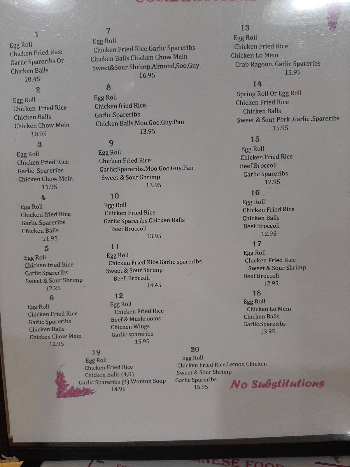 Menu at Tina Kitchen restaurant, Hartland