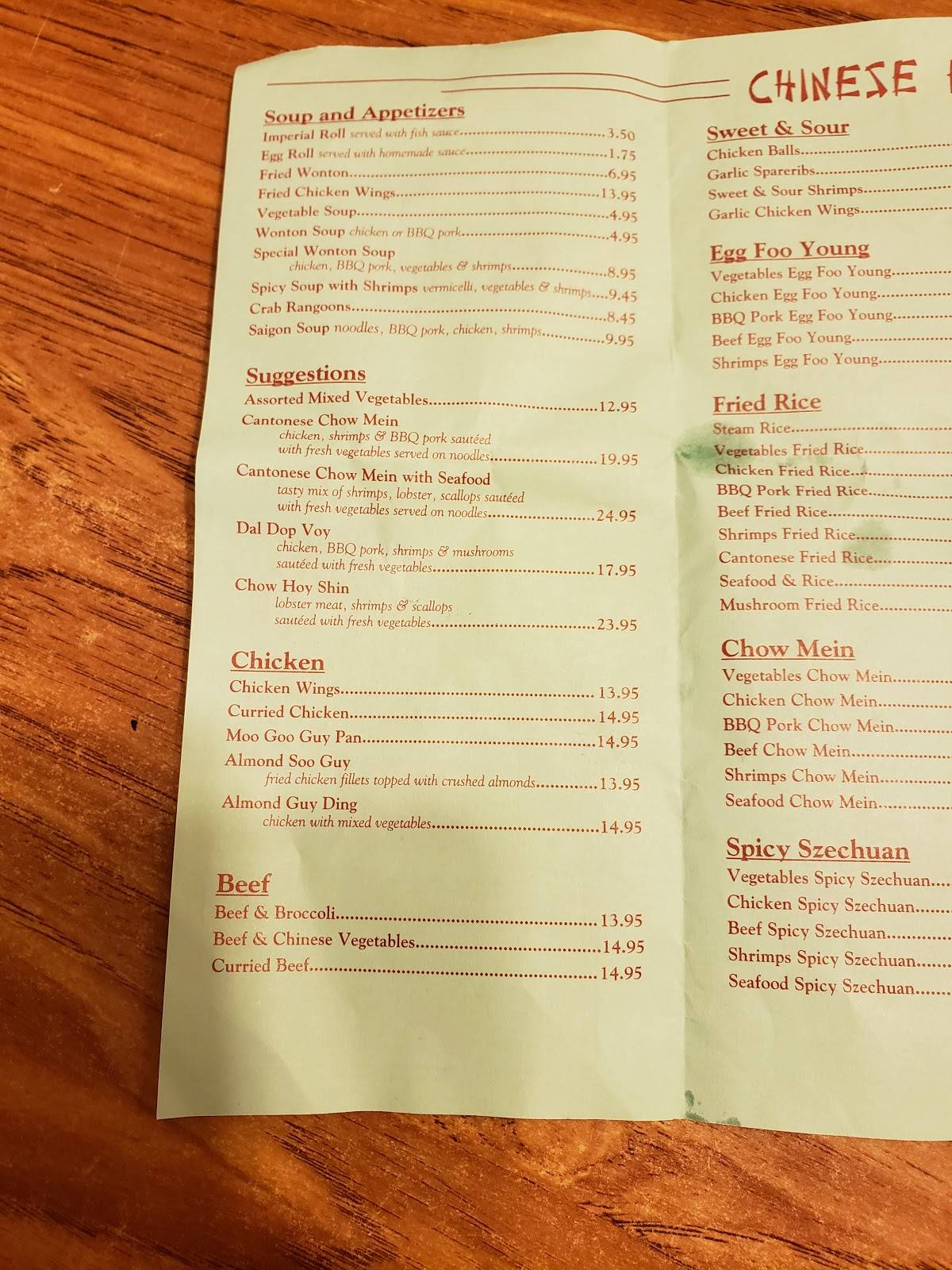Menu at Tina Kitchen restaurant, Hartland