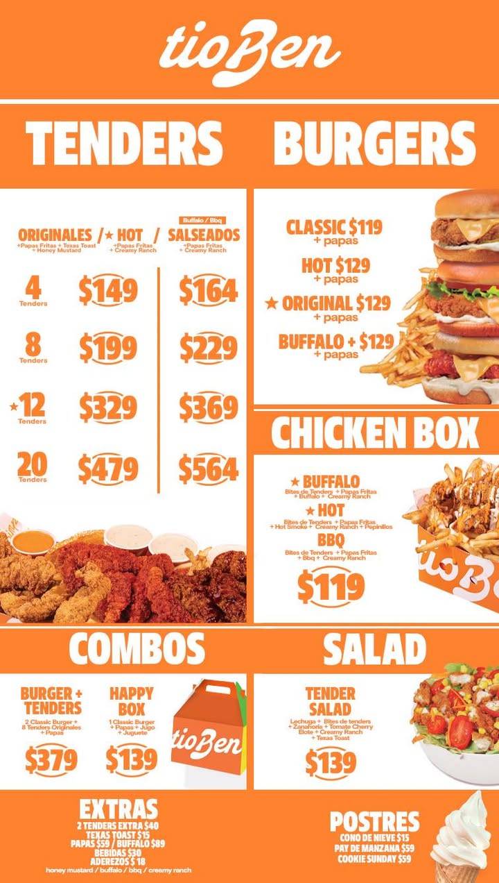 Carta del restaurante Tío Ben - Leones, Monterrey