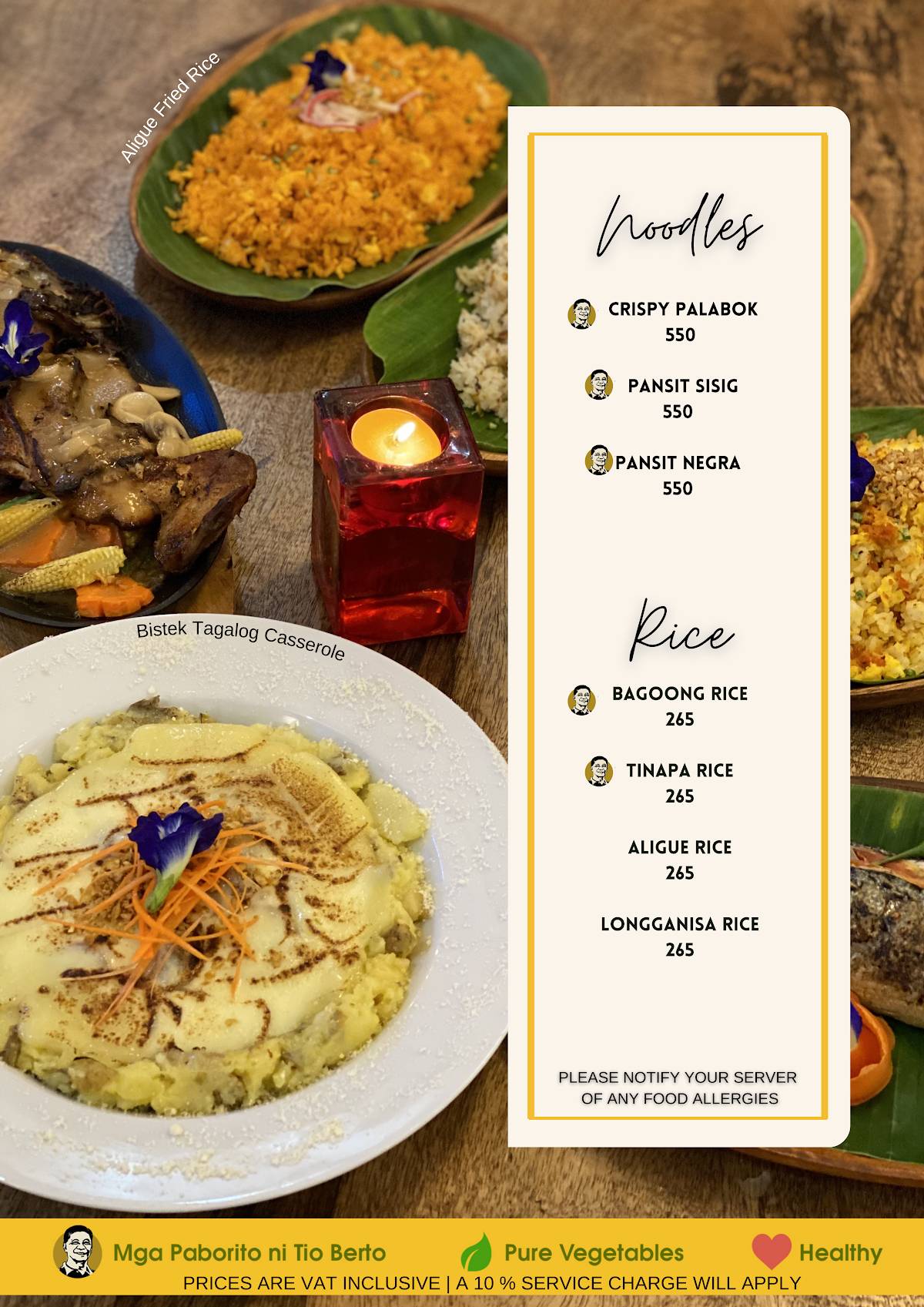 Menu at Tio Berto's Restaurant, Aguilar