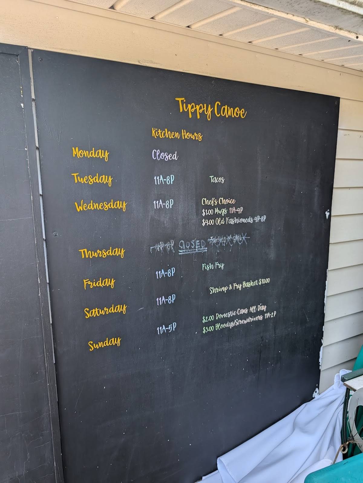 Menu at Tippy Canoe Bar & Grill LLC, Euren