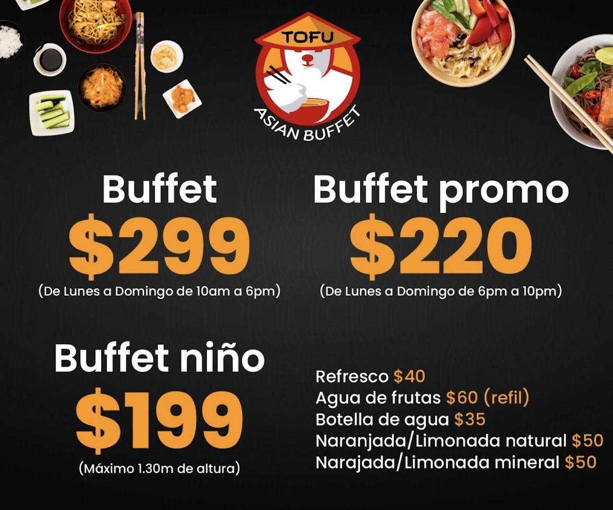 Carta del restaurante Tofu Asian Buffet, Mexico