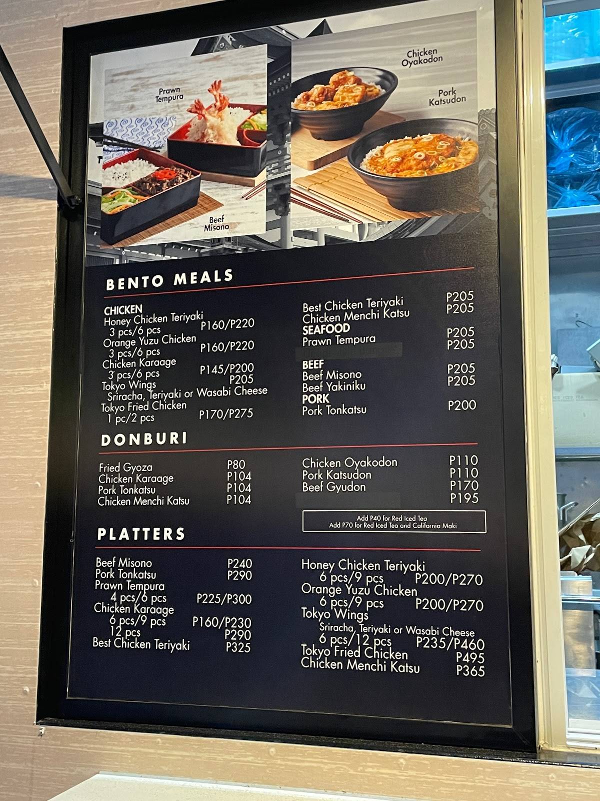Menu at Tokyo Tokyo Food Truck restaurant, Santa Rosa