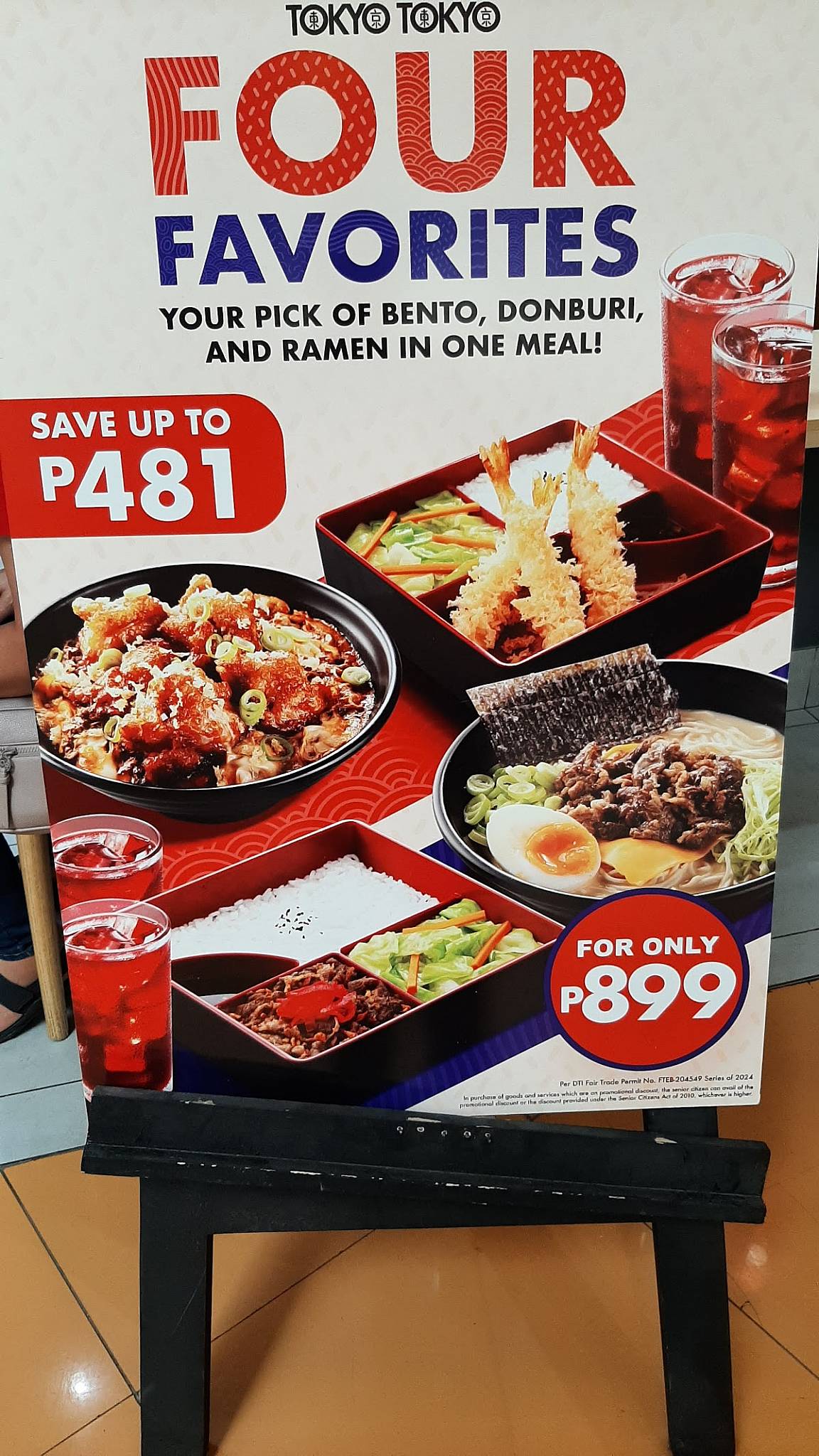 Menu at Tokyo Tokyo - Robinsons Iloilo fast food, Iloilo City