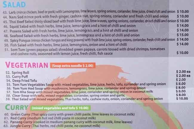 Menu at Tom-Yum Tum-Gang fast food, Glebe