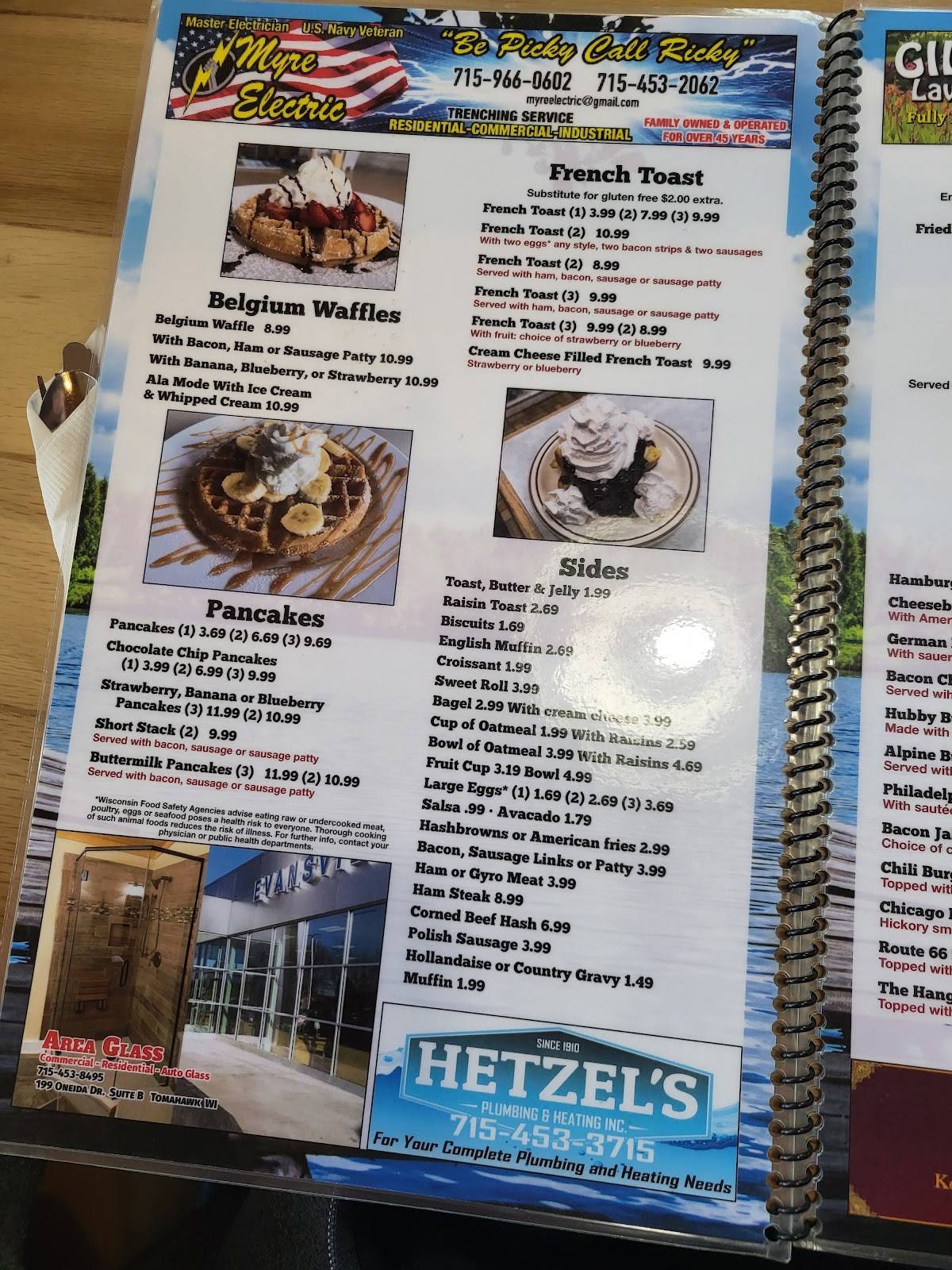 Menu at Tomahawk Family Restaurant, Tomahawk