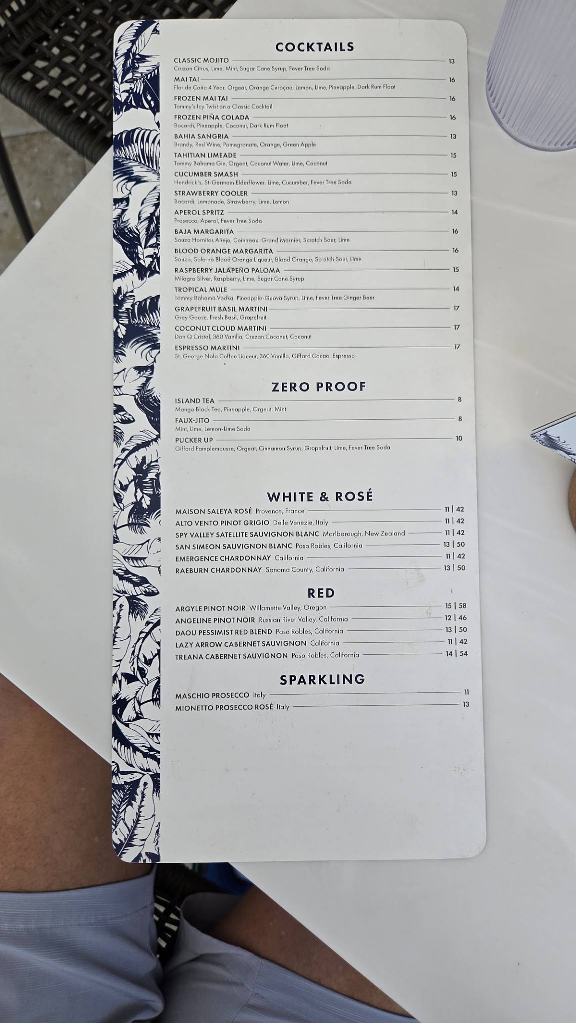 Menu at Tommy Bahama Marlin Bar & Store, Sarasota