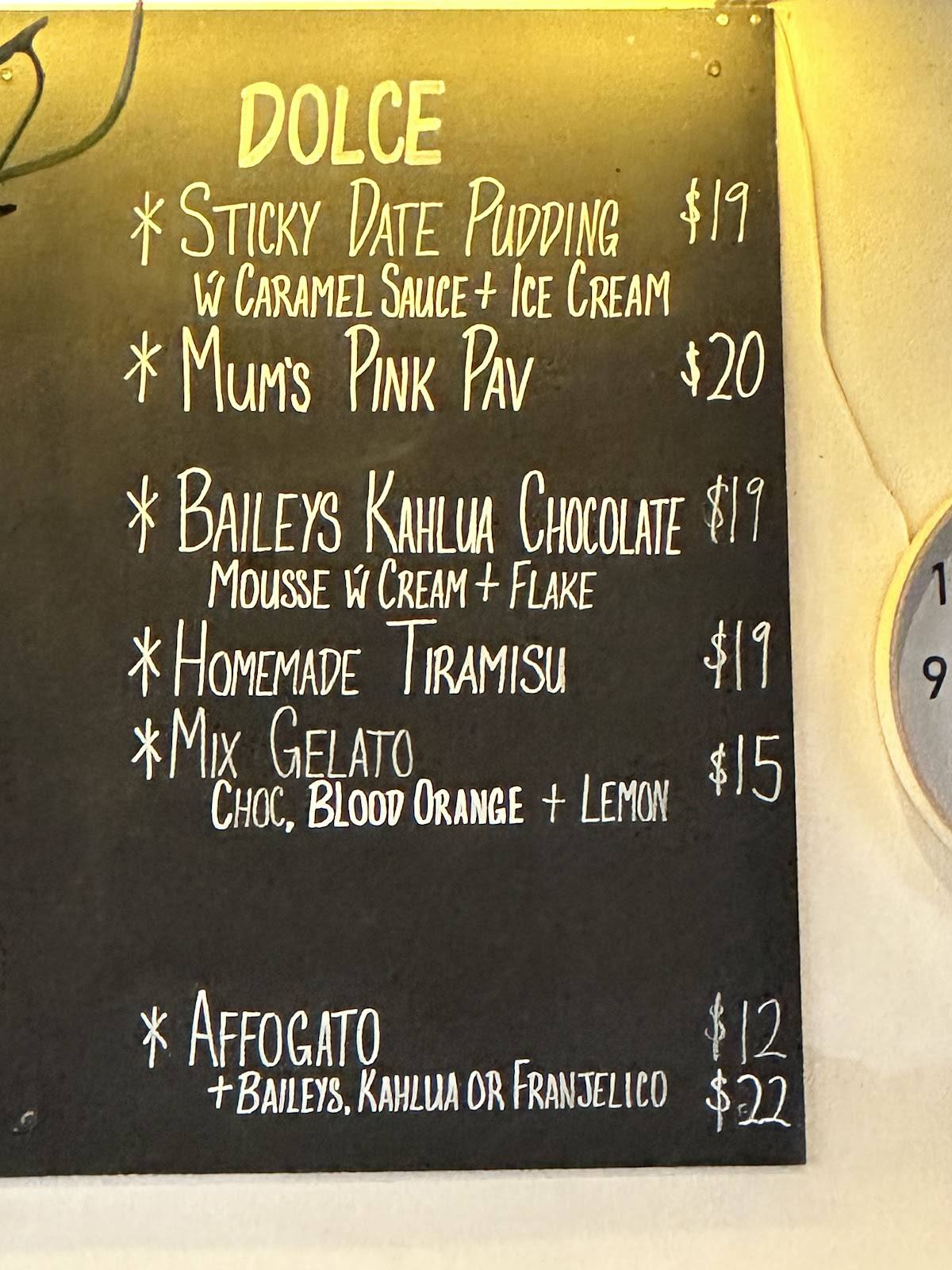 Menu at Tonda Italian restaurant, Preston