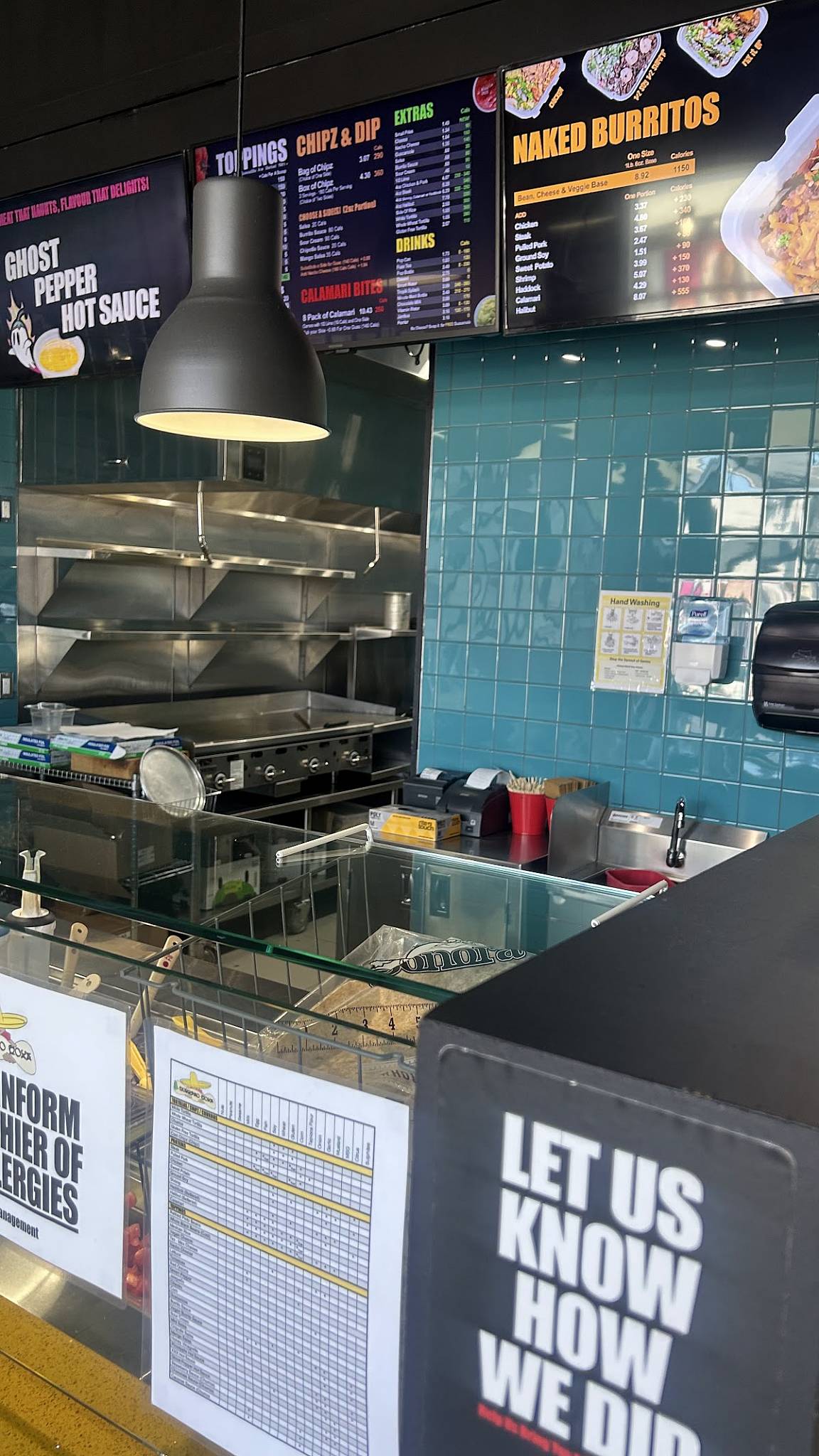 Menu at Burrito Boyz restaurant, Toronto, Ellesmere Rd