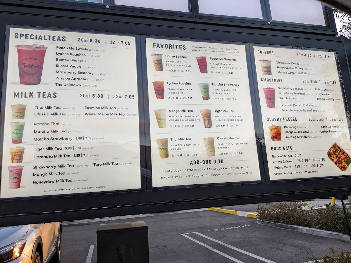 Menu at Tastea Torrance (Drive-Thru) pub & bar, Torrance