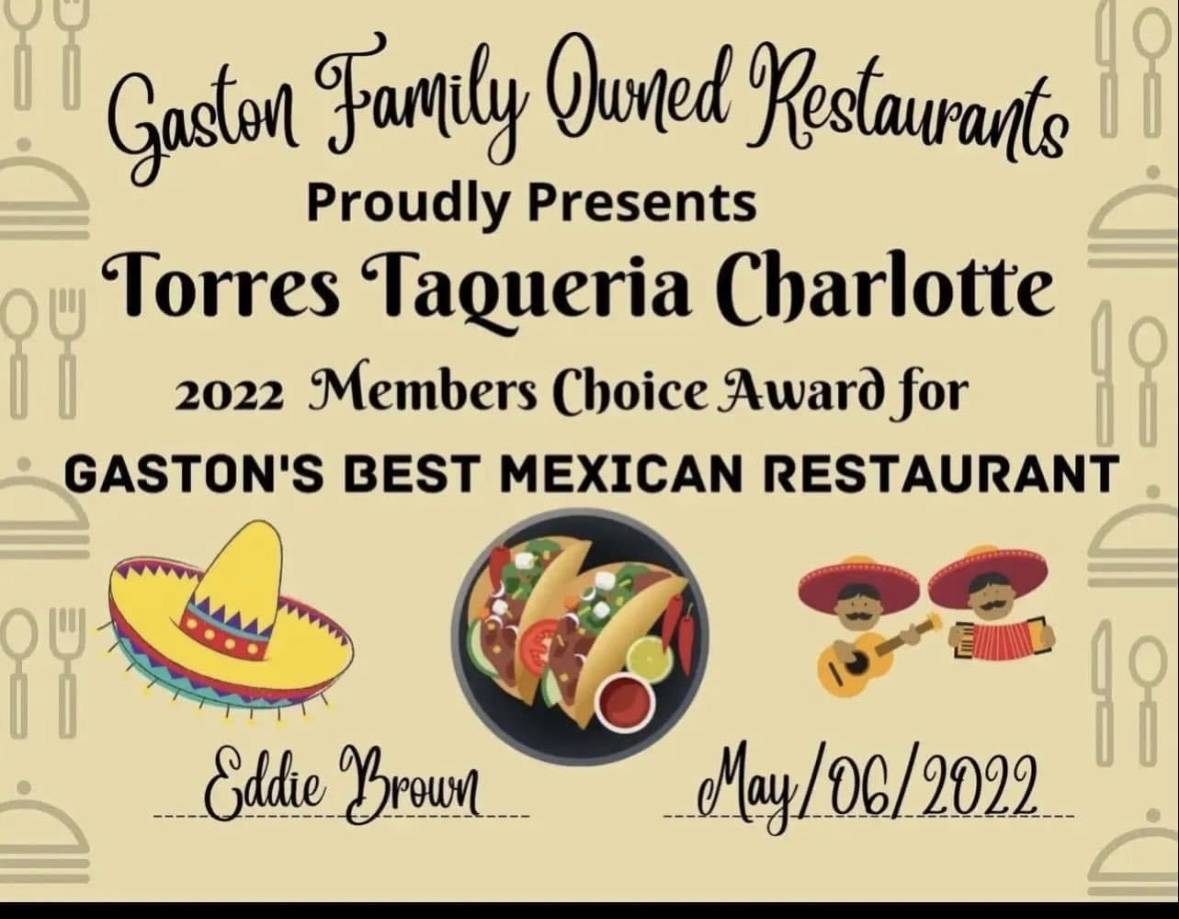 Menu at Torres Taqueria restaurant, Dallas