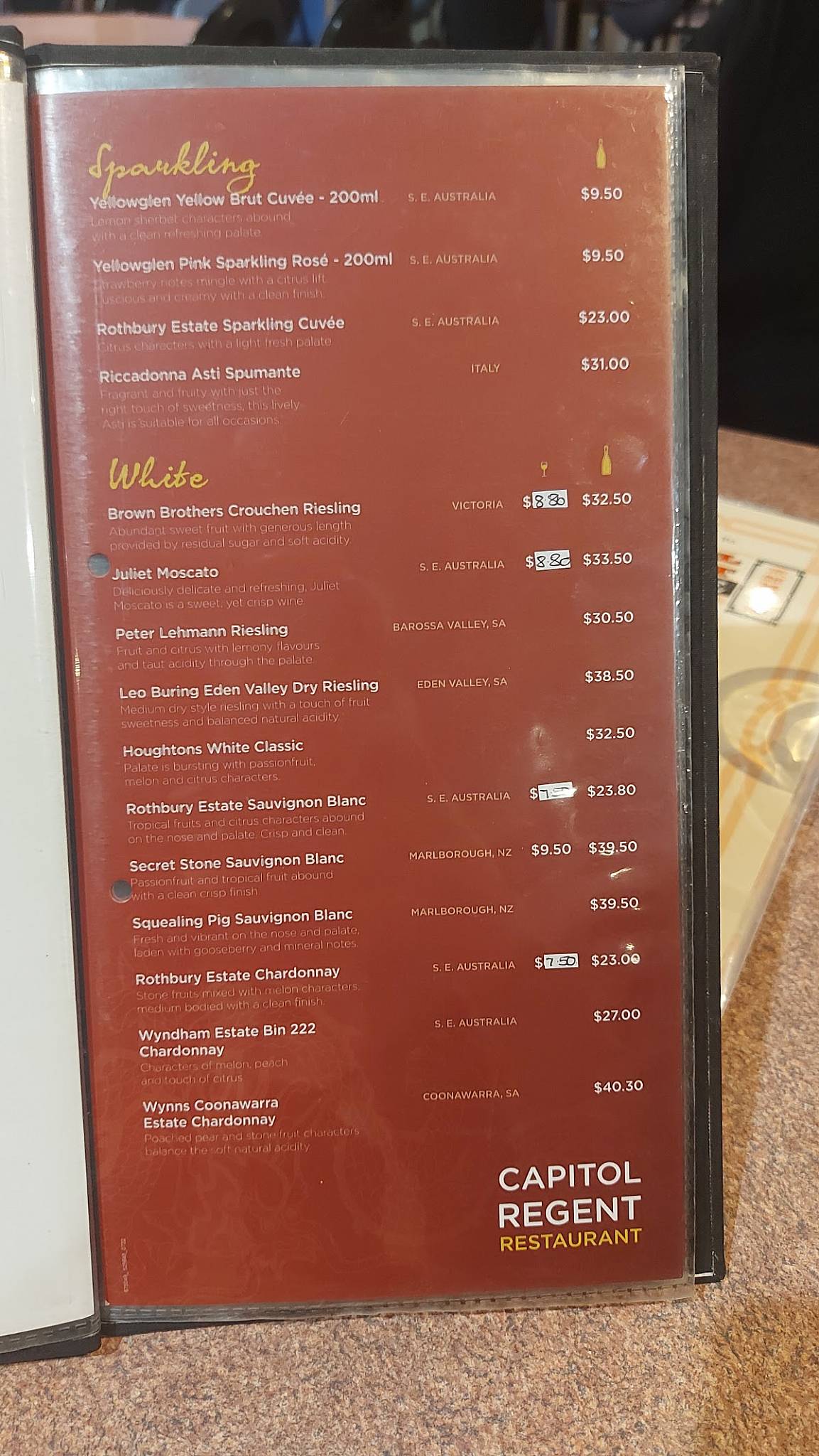Menu at Capitol Regent restaurant, Aitkenvale, 299 Ross River Rd