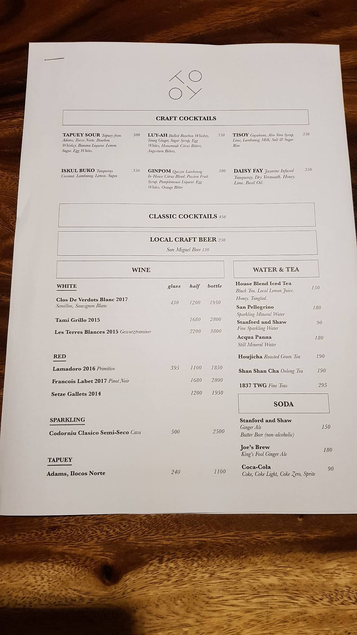 Menu at Toyo Eatery restaurant, Makati, 1231 Chino Roces Ave Ext