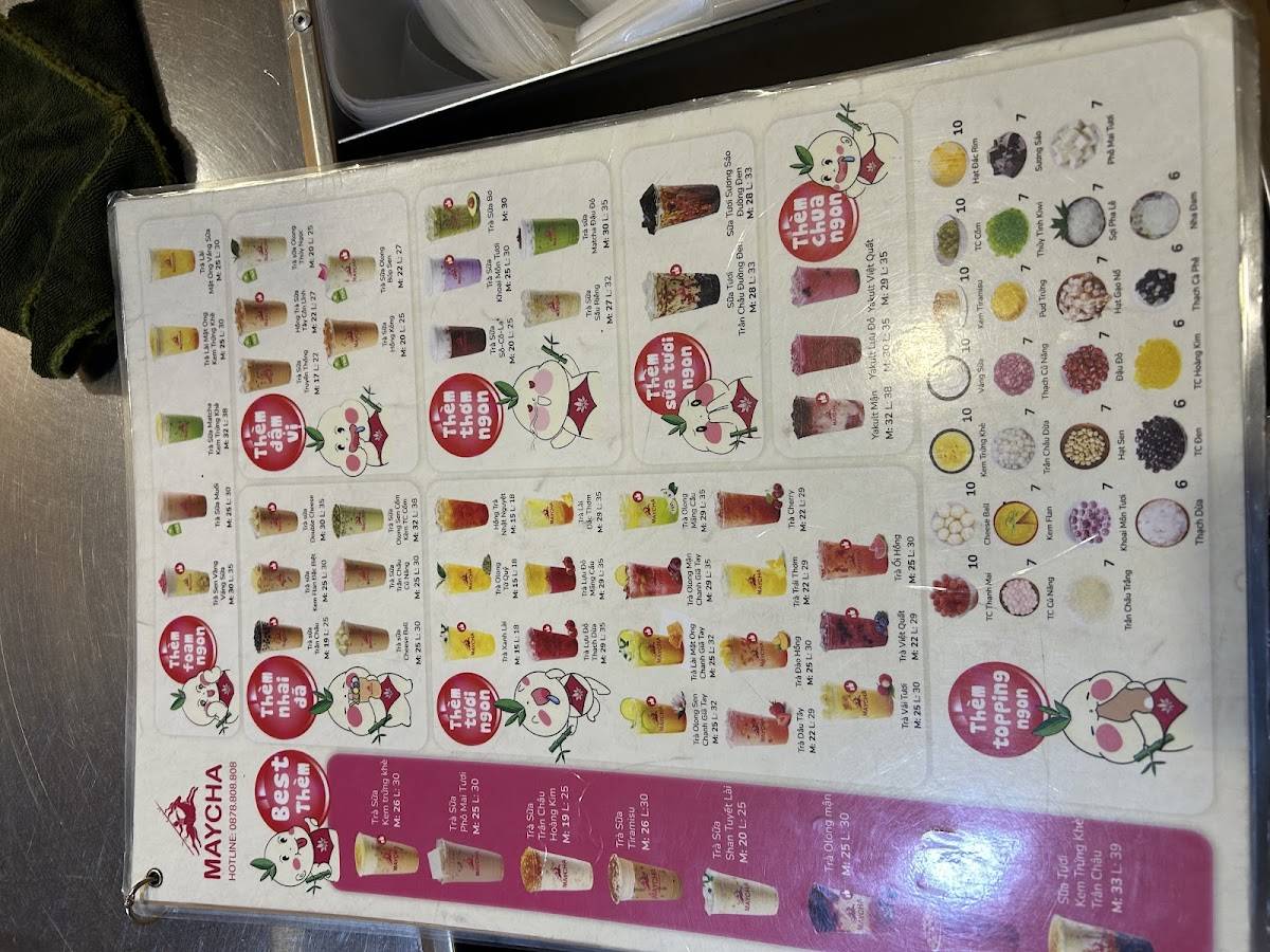 Menu at Trà sữa MayCha, Ho Chi Minh City, 38 Trịnh Đình Trọng