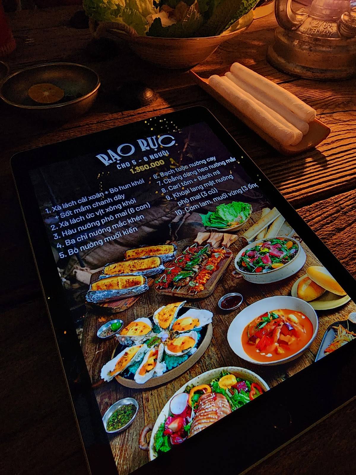 Menu at Trạm Hầm restaurant, Ho Chi Minh City