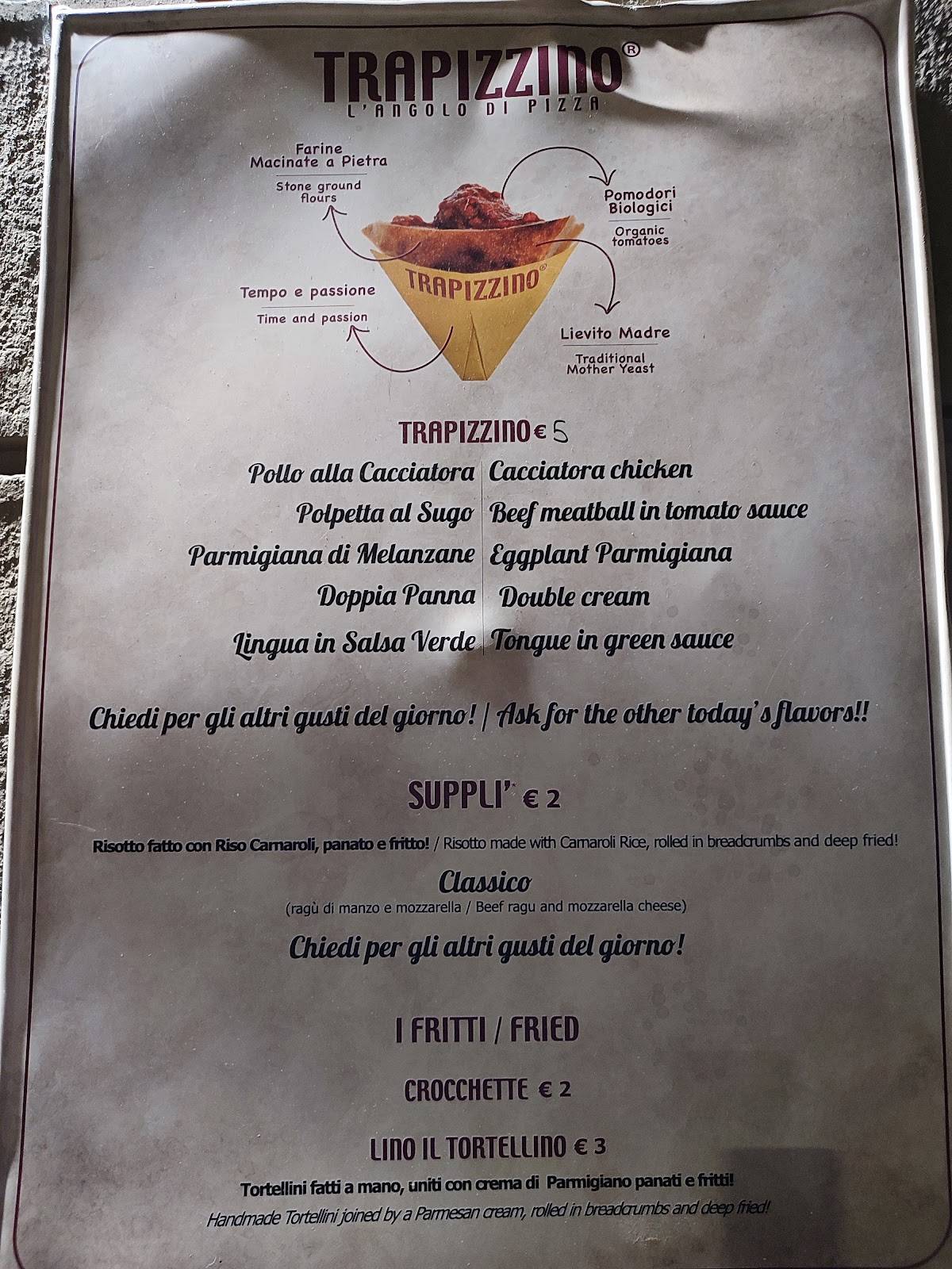 Speisekarte von Trapizzino Milano Navigli restaurant, Mailand