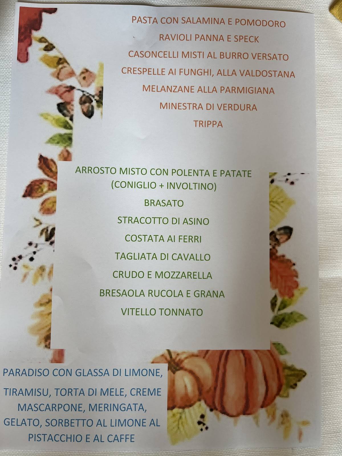 Menu da Trattoria Cave - Cucina Casalinga ristorante, Botticino