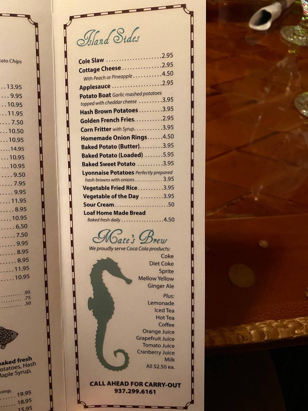 Menu at Treasure Island Supper Club, Dayton