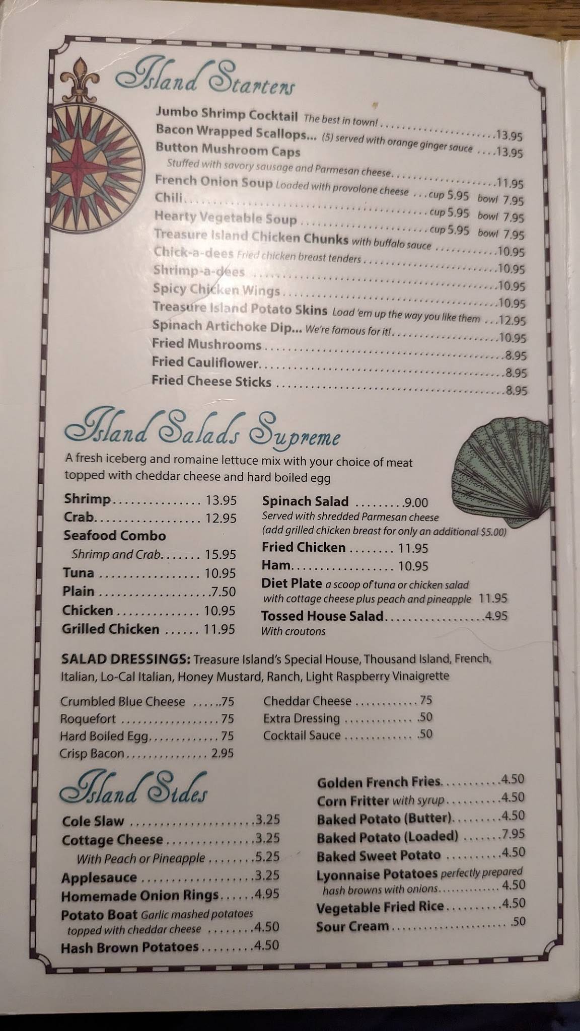 Menu at Treasure Island Supper Club, Dayton