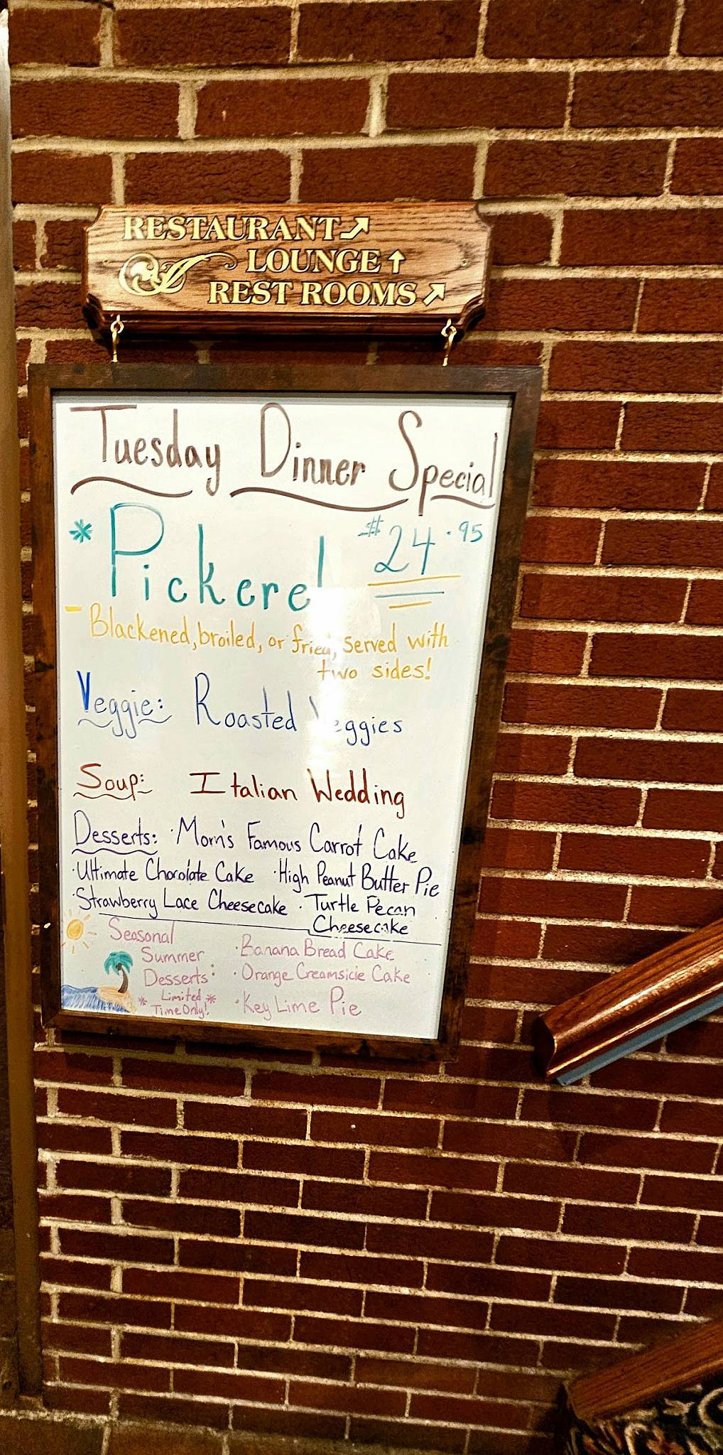 Menu at Treasure Island Supper Club, Moraine
