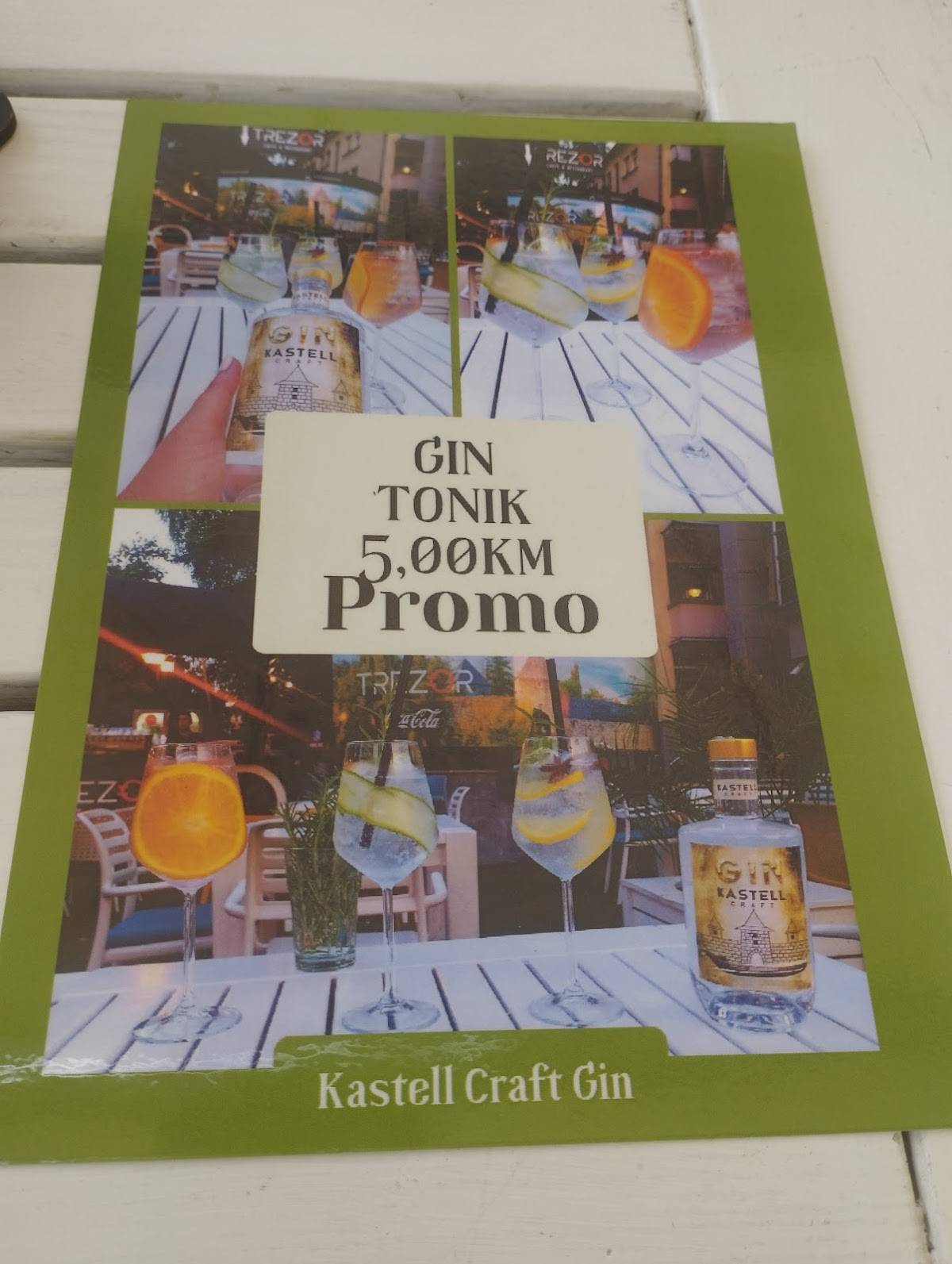 Menu at Trezor restaurant, Banja Luka