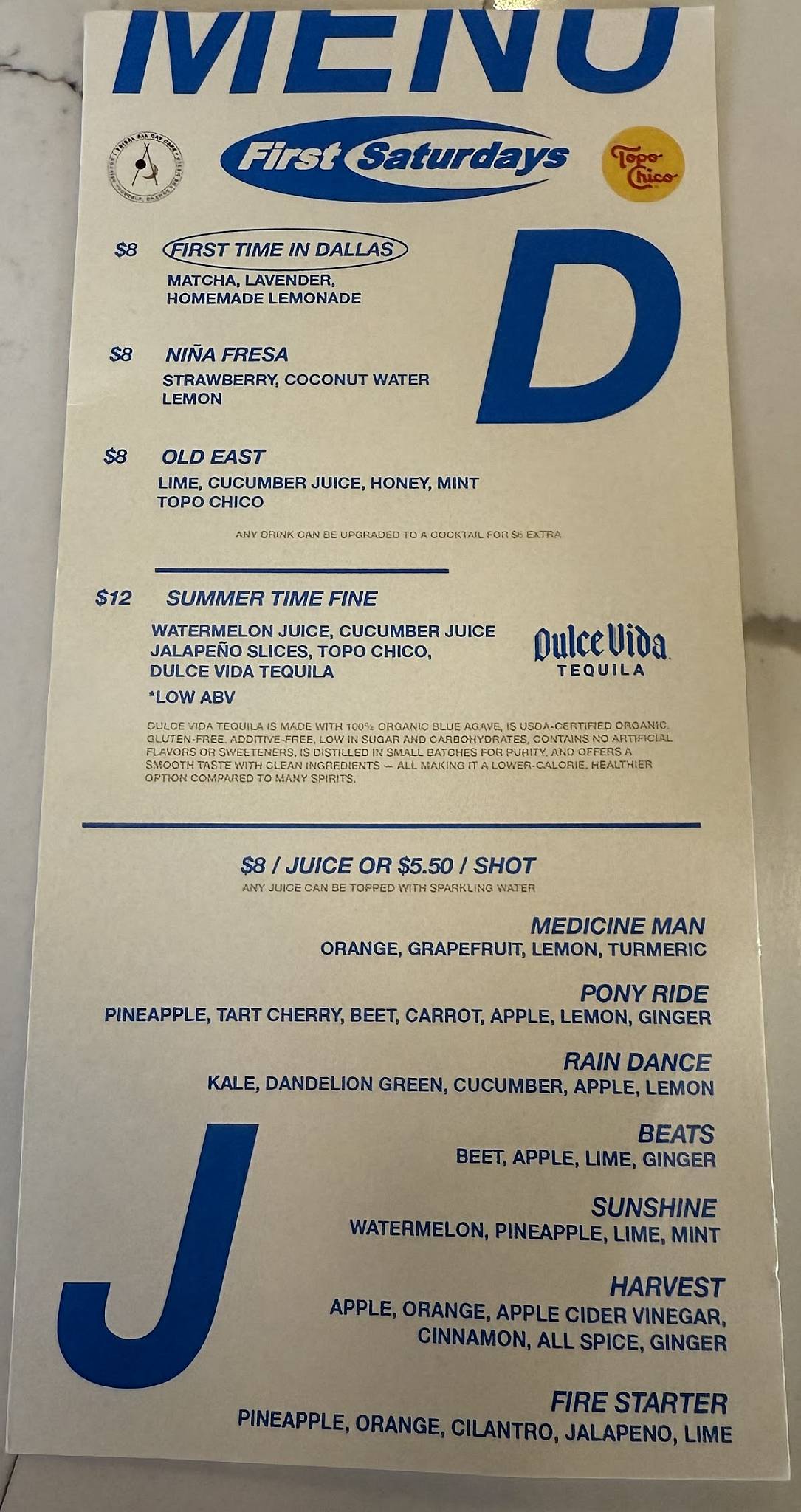 Carta de Tribal All Day Cafe, Dallas
