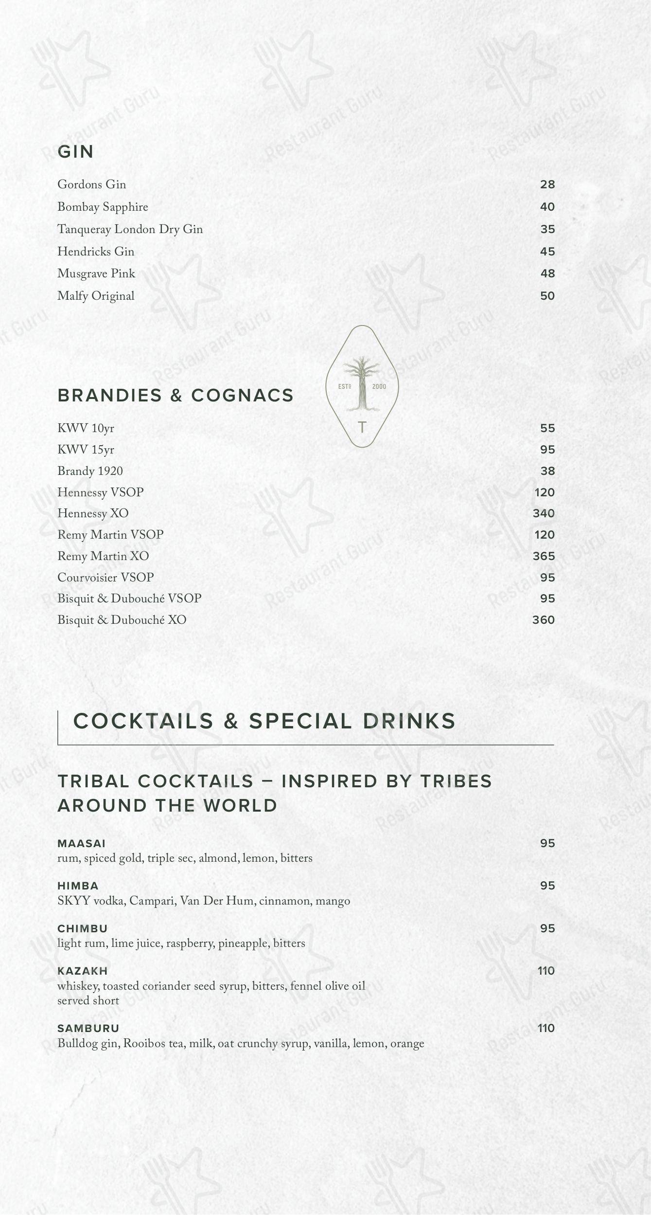 Menu at Tribes African Grill & Steakhouse, Boksburg
