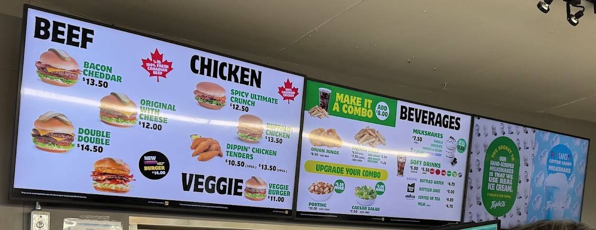 Menu at Triple O's PNE restaurant, Vancouver, E Hastings St