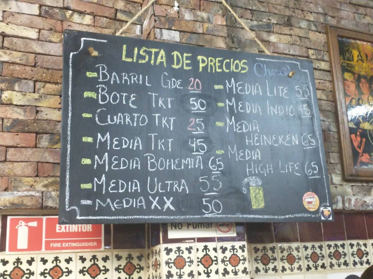 Carta del pub y bar Tropiconga, Hermosillo