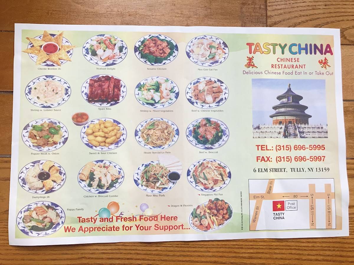 Menu at Tasty China restaurant, Tully