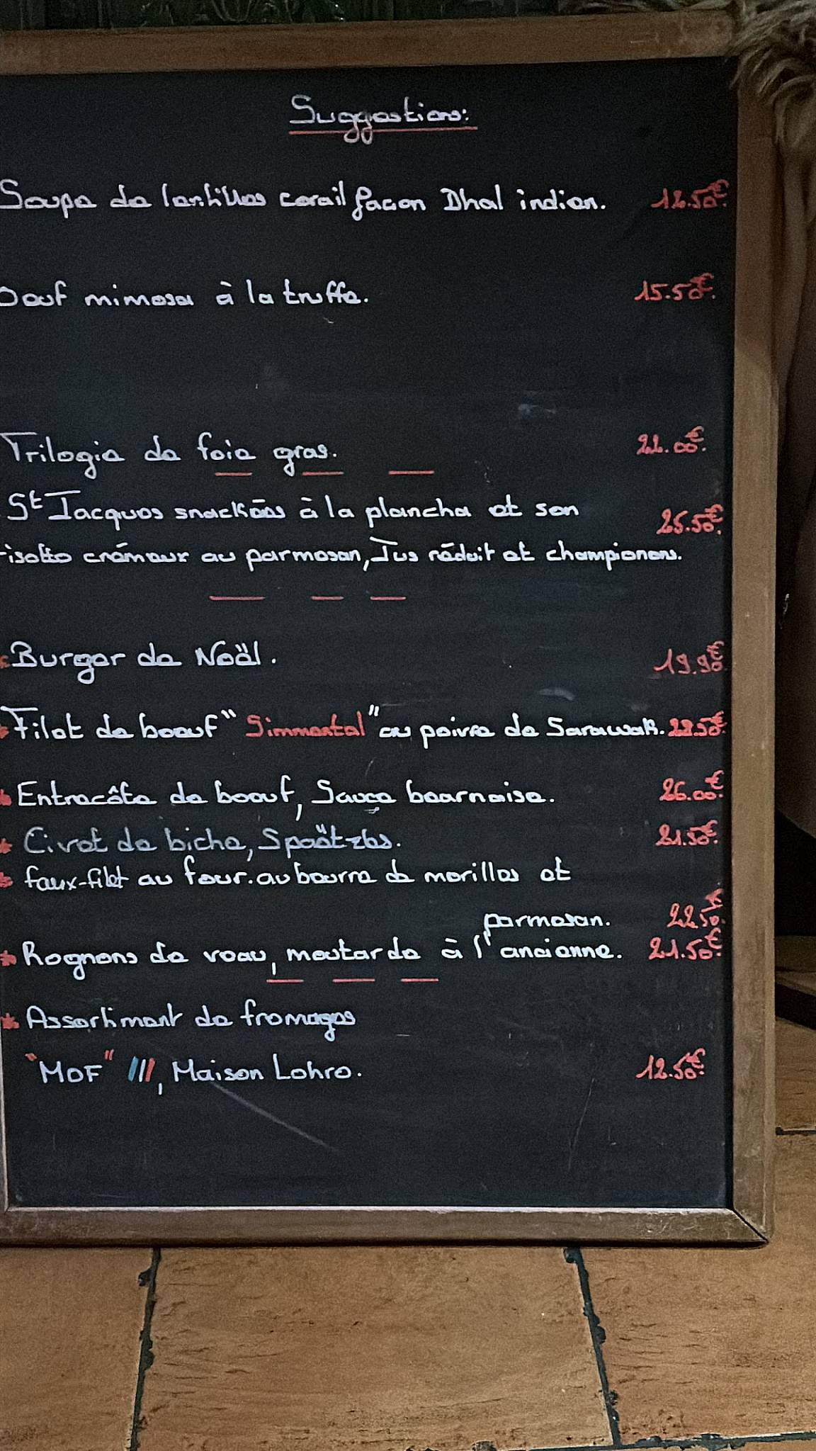 Menu au Restaurant de la Tour, Turckheim