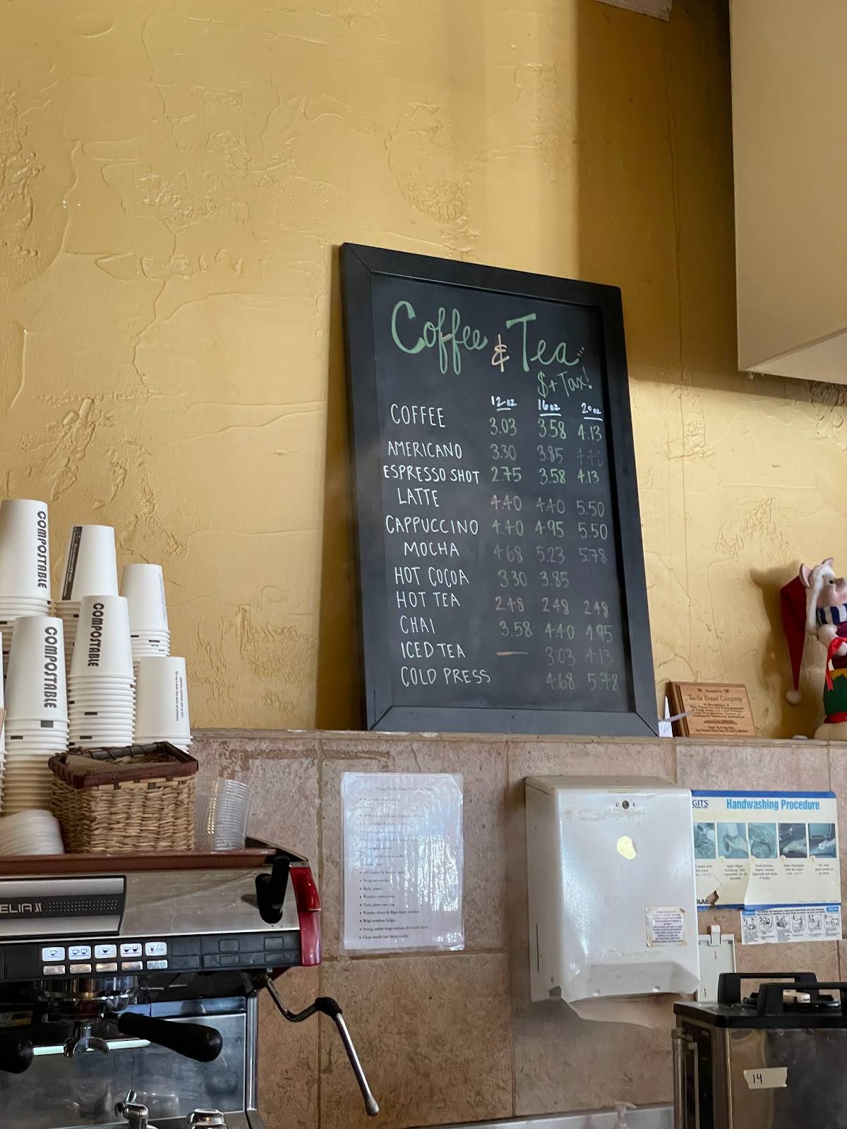 Menu at Turtle Bread Company cafe, Minneapolis, Chicago Ave