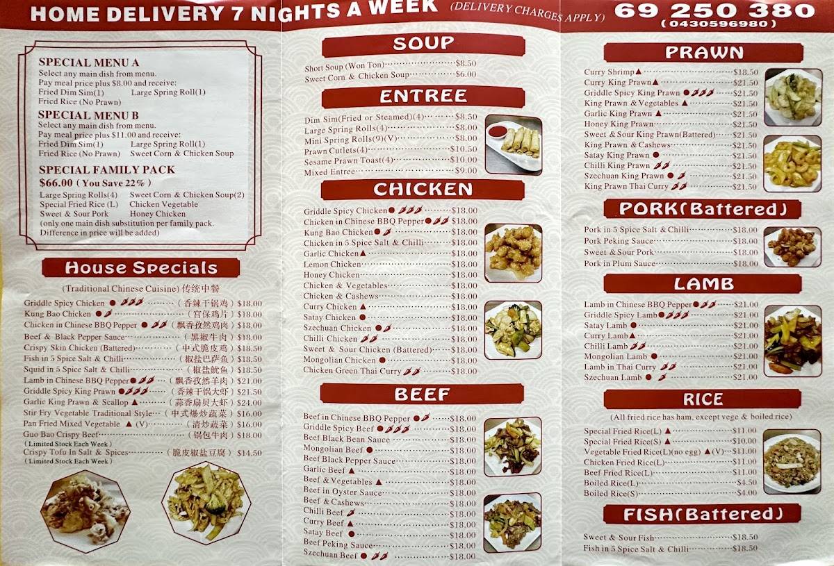Menu at Turvey Tops Chinese Takeaway & Delivery restaurant, Wagga Wagga