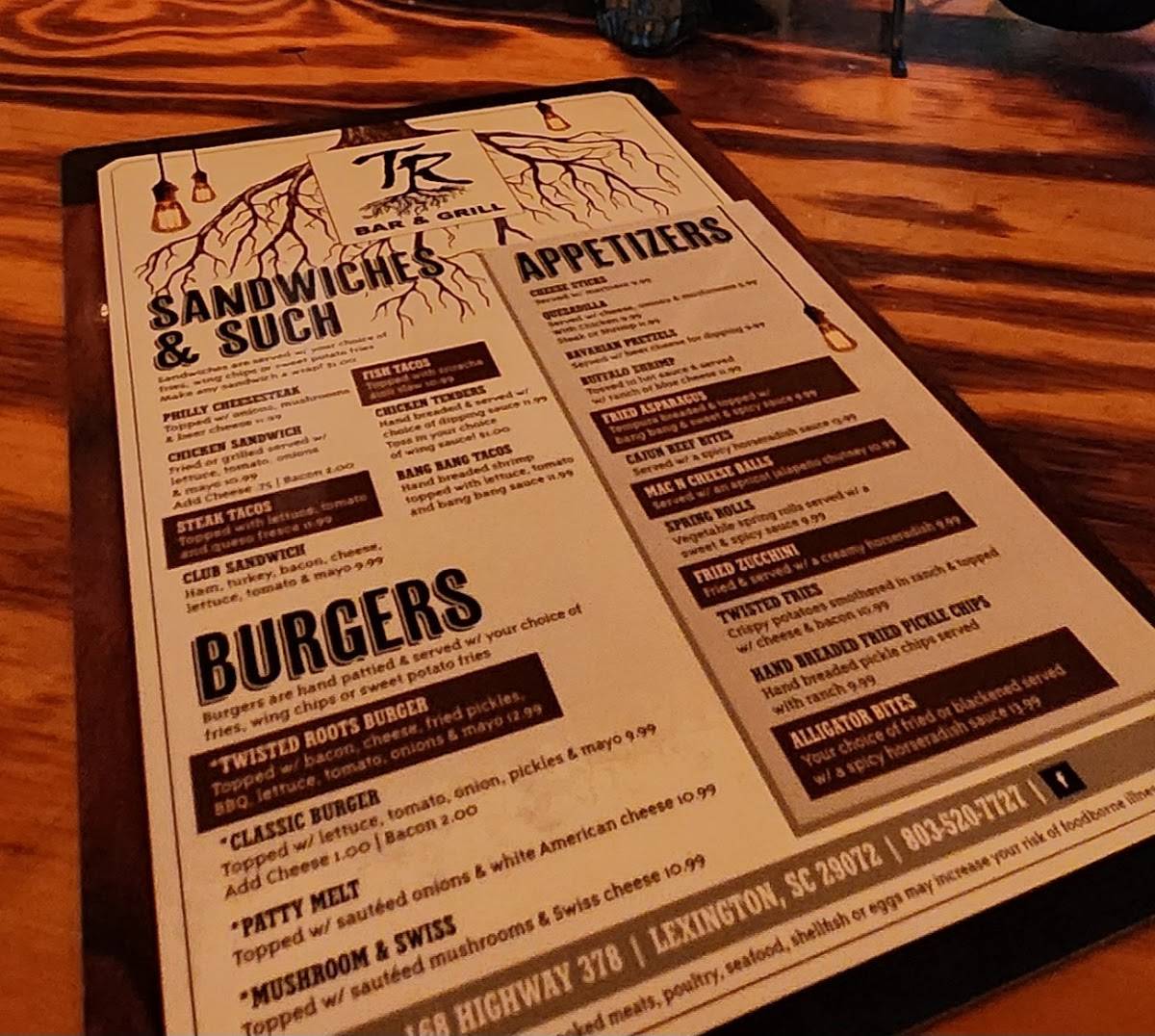 Menu at Twisted Roots Bar and Grill, Lexington